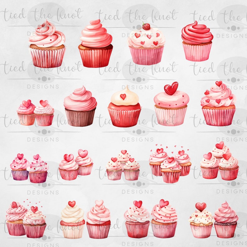 Valentines Day Cupcake Clipart, Valentines Birthday Clipart, Love Heart ...