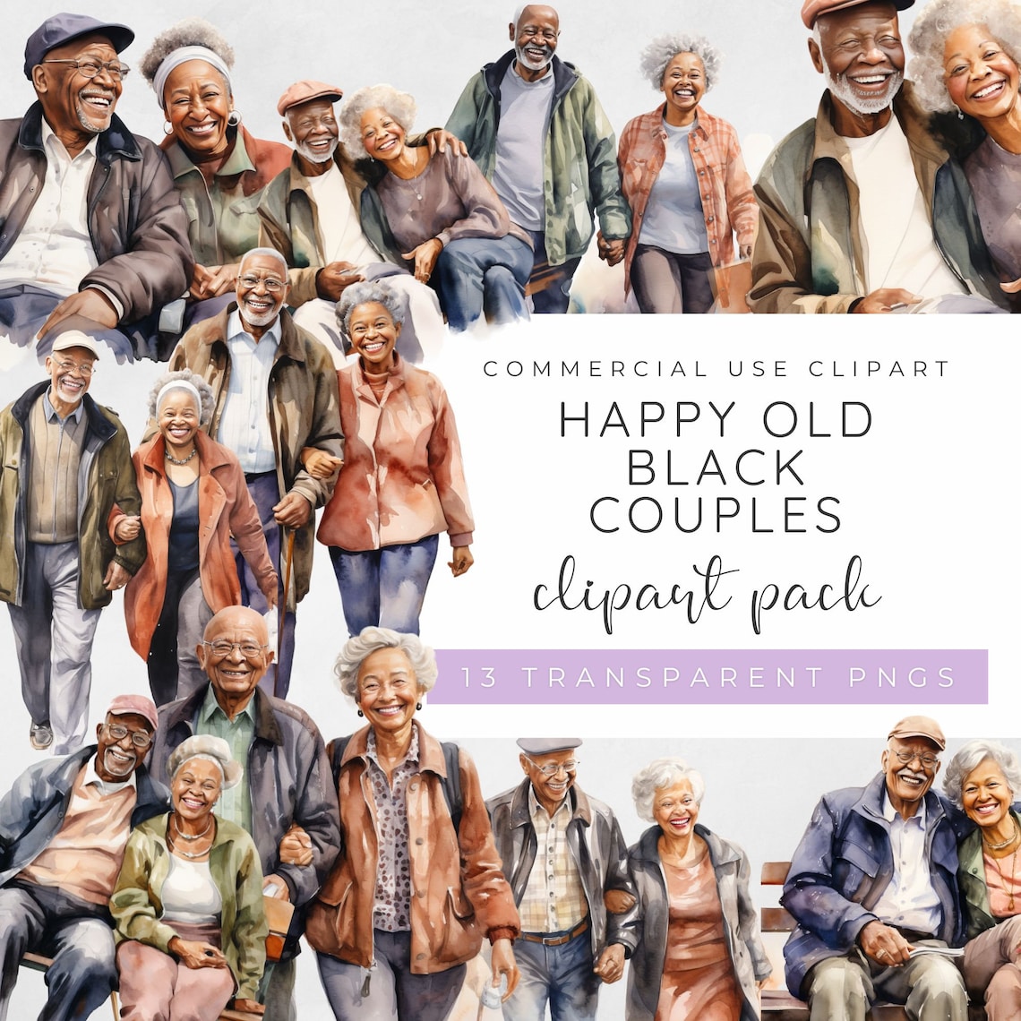 Old Couple Clipart, Senior Citizens Clipart, African American Clipart ...