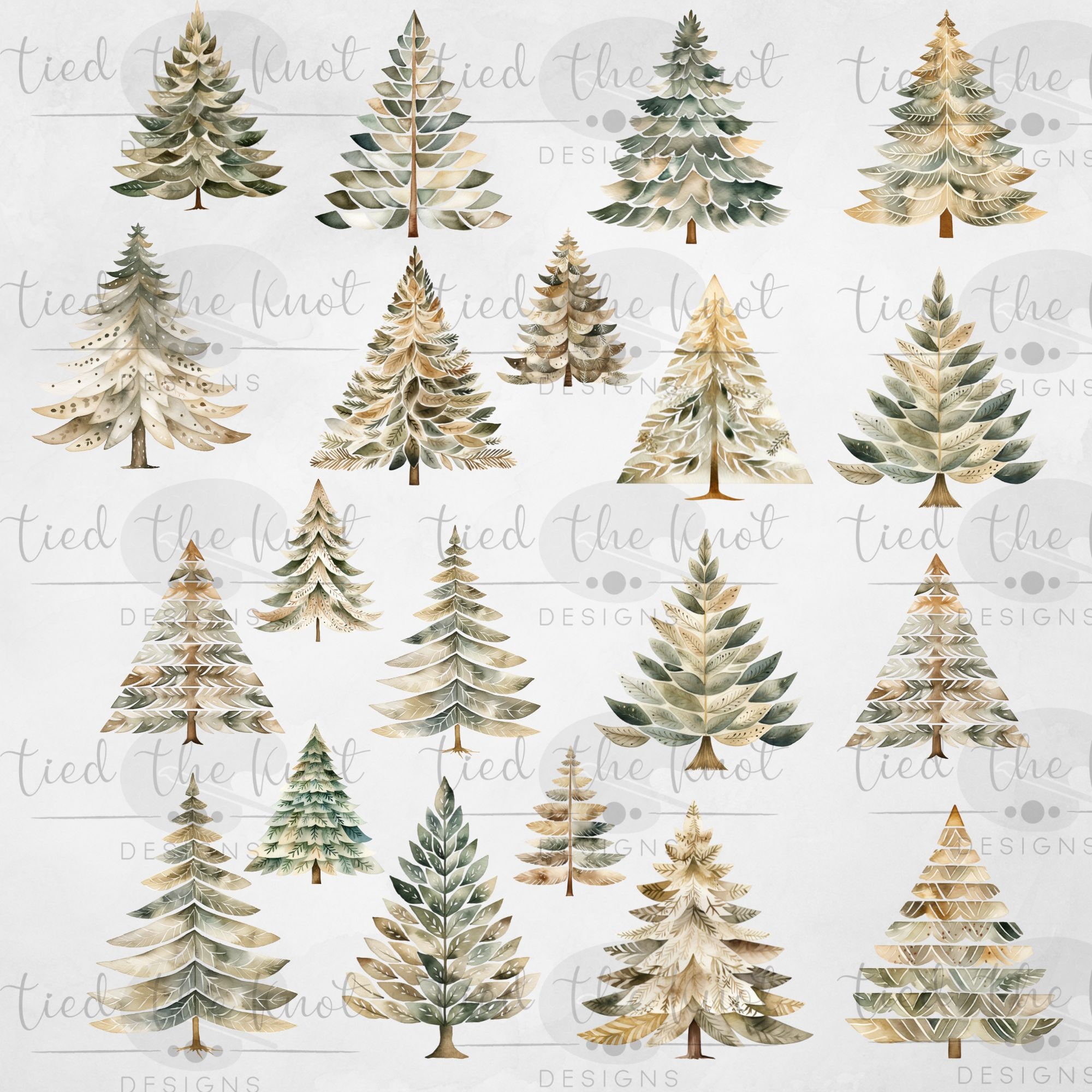 Nordic Christmas Trees Clipart, Scandinavian Christmas Tree, Christmas ...