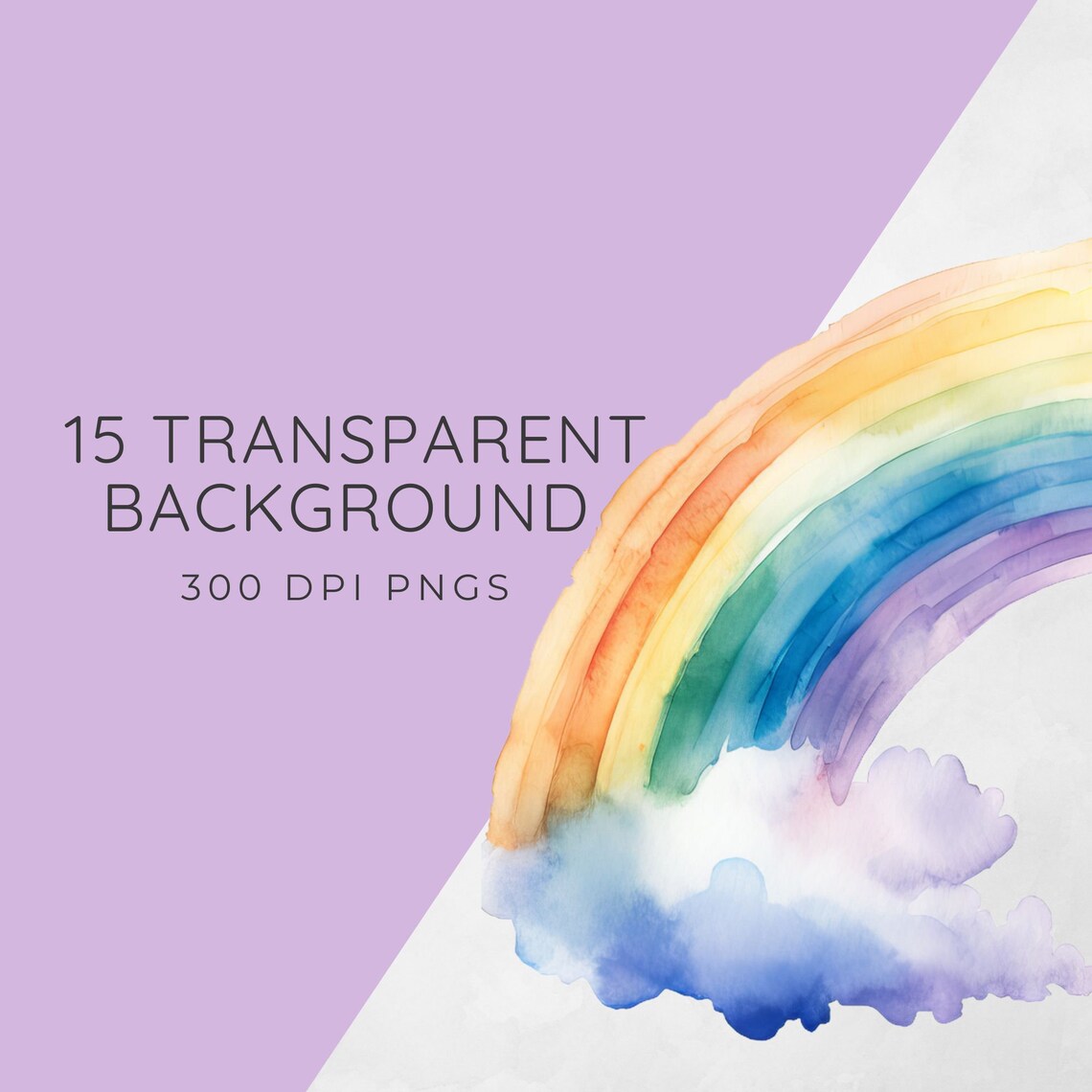 Rainbow Clipart, Rainbow Cloud PNG, Watercolour Rainbow and Cloud ...