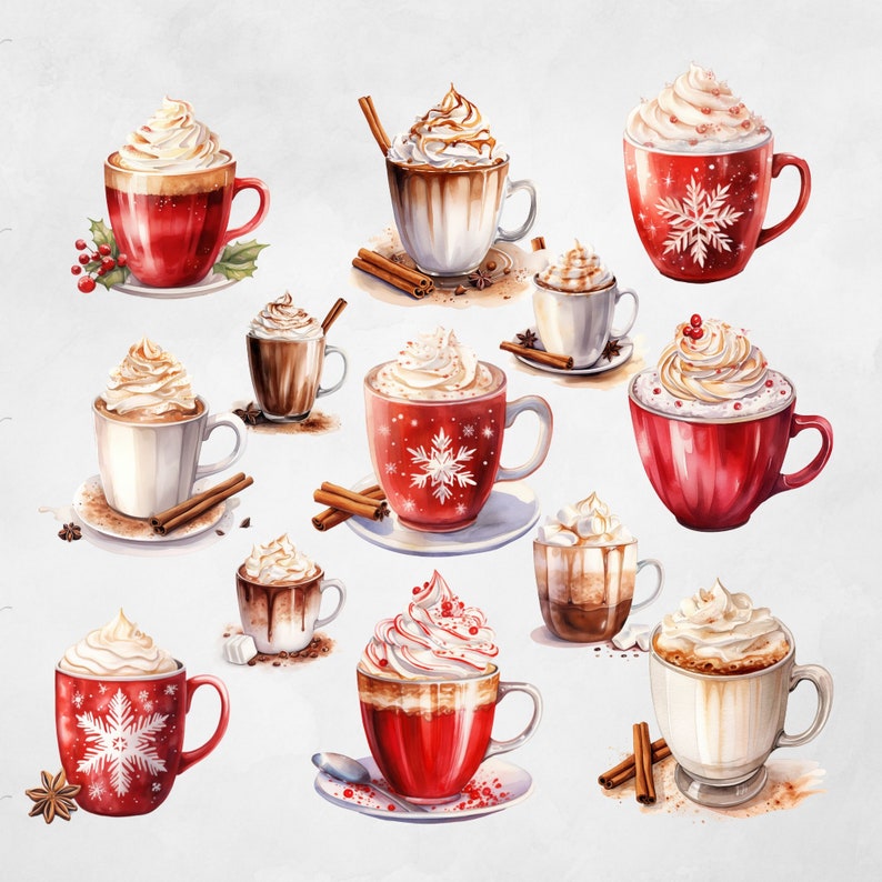 Christmas Hot Chocolate Clipart, Christmas Drink Clipart, Gingerbread ...