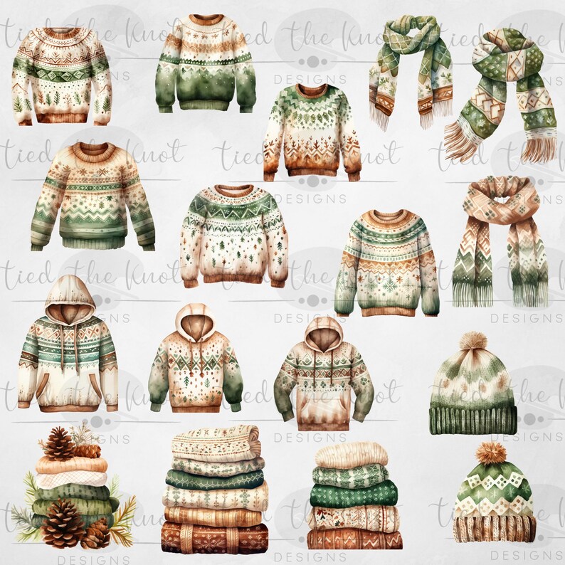 Ugly Christmas Jumper Clipart, Christmas Sweater Clipart, Green Colour ...