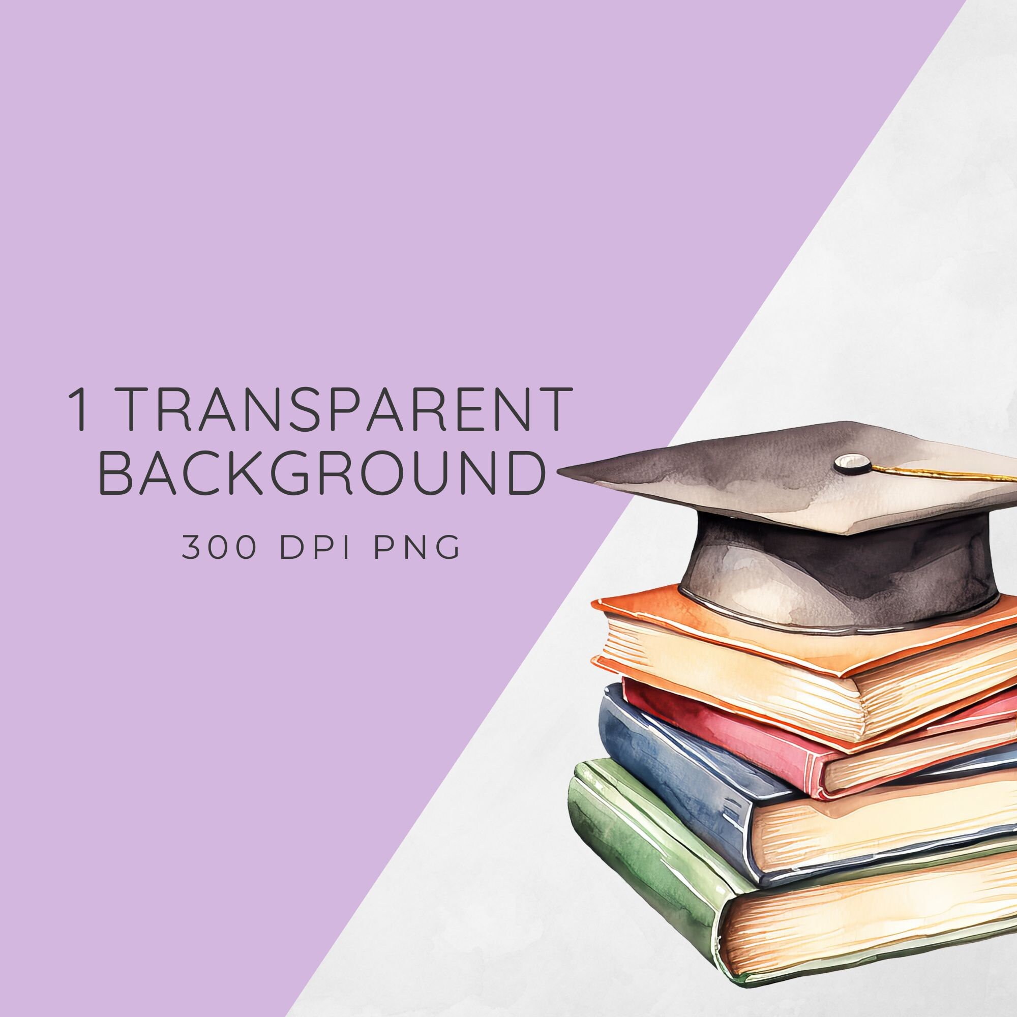 Graduation Stacked Books Clipart, Graduation Cap Clipart, Graduation ...