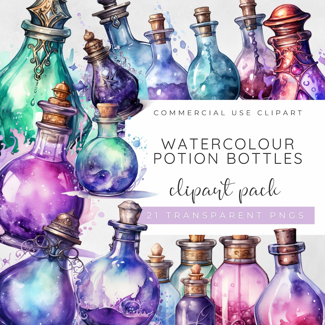 Potion Bottle Clipart, Magical Clipart, Apothecary Bottle, Witch ...