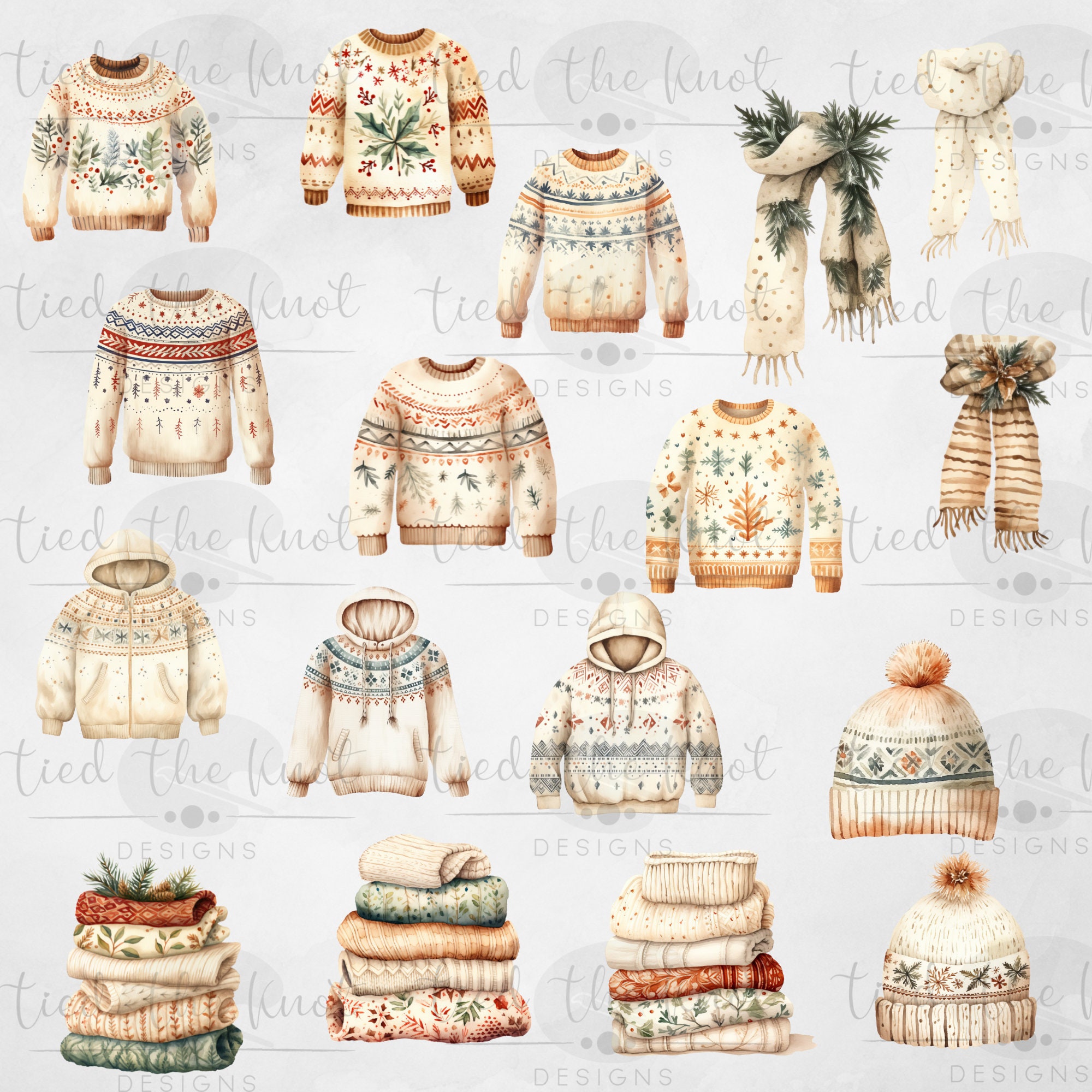 Ugly Christmas Jumper Clipart, Christmas Sweater Clipart, Cream Colour ...
