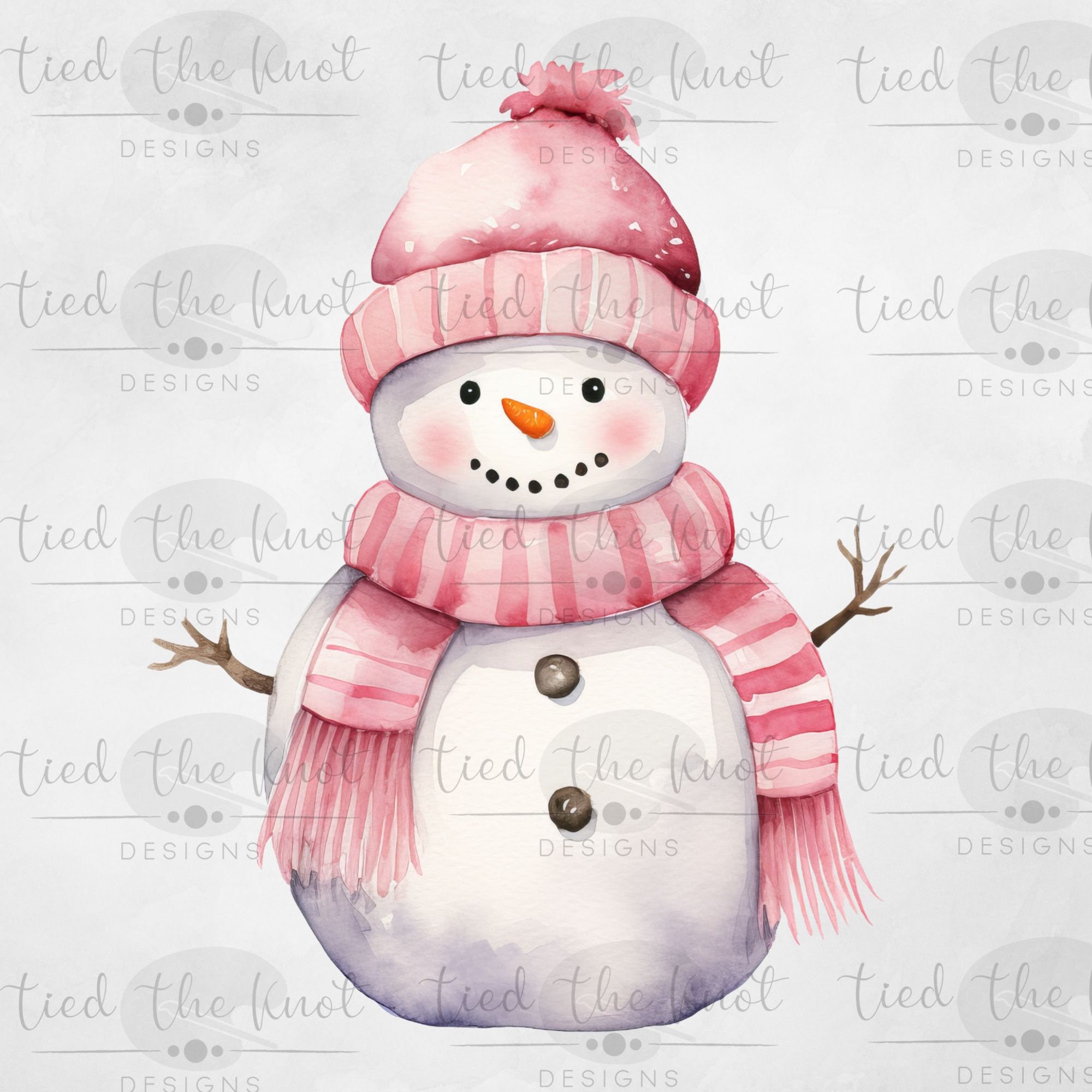 Snowmen Clipart Pink Snowman PNG Watercolour Snowman - Etsy