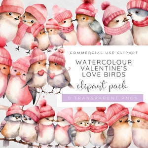 Valentines Love Birds Clipart, Valentines Animal Clipart, Valentines ...