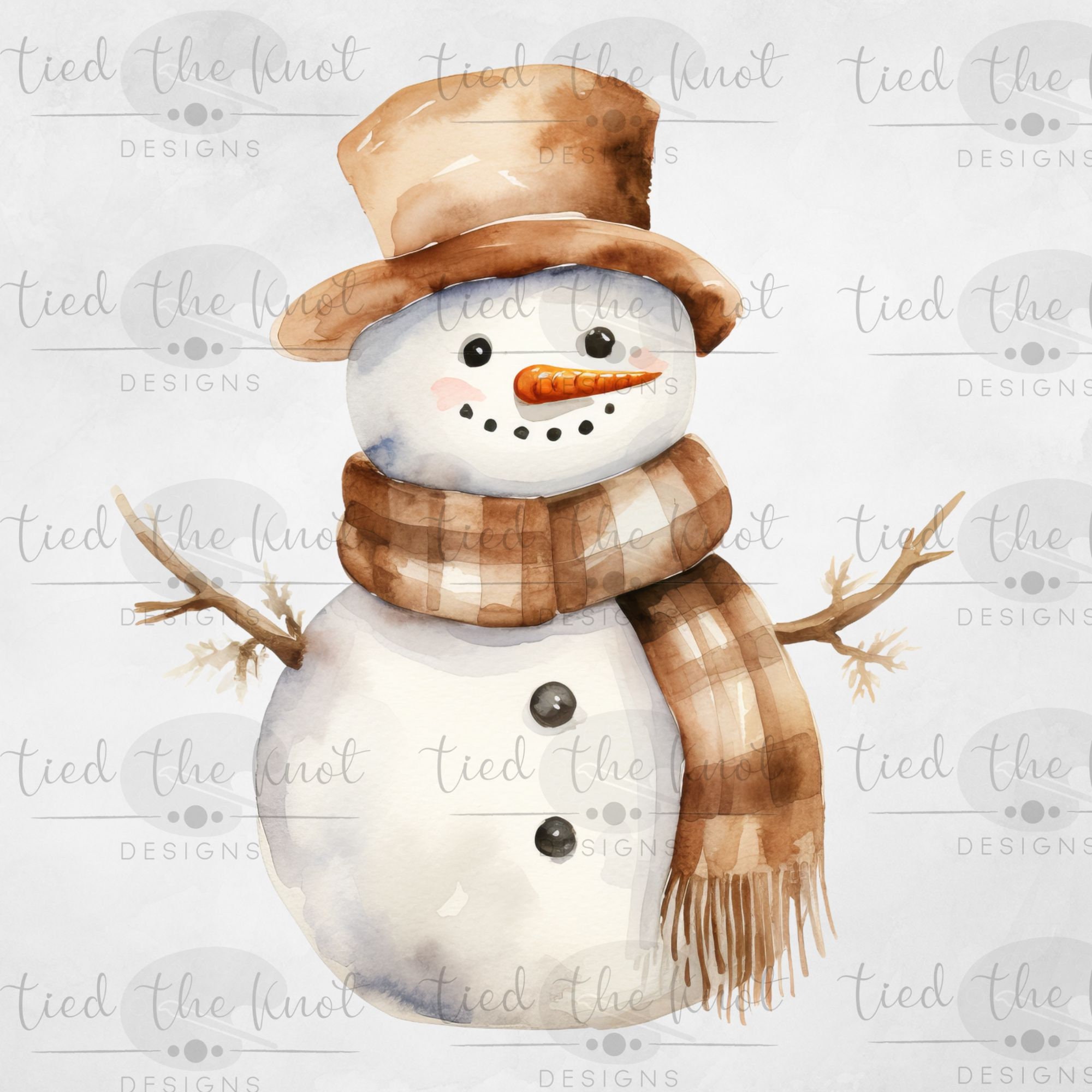 Snowmen Clipart, Neutral Snowman, Watercolour Snowman Clipart, Cream ...