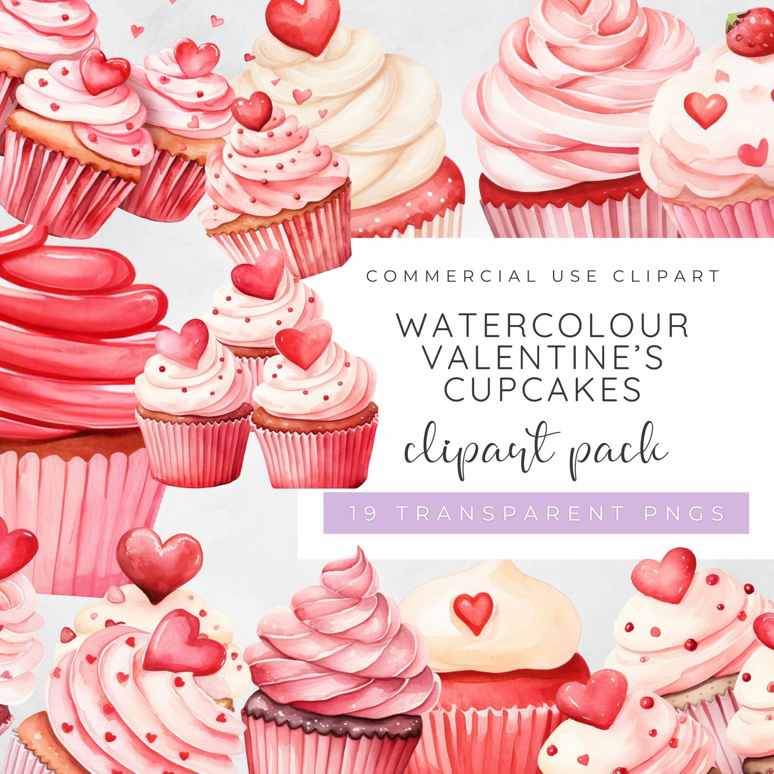 Valentines Day Cupcake Clipart, Valentines Birthday Clipart, Love Heart ...