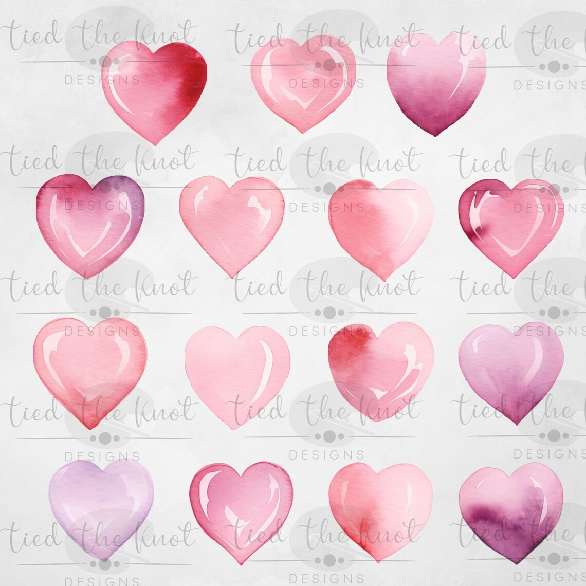 Valentines Heart Clipart, Love Heart Clipart, Watercolour Heart Clipart ...