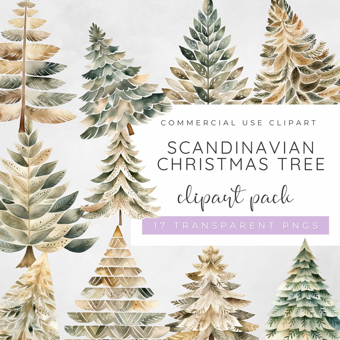 Nordic Christmas Trees Clipart, Scandinavian Christmas Tree, Christmas ...