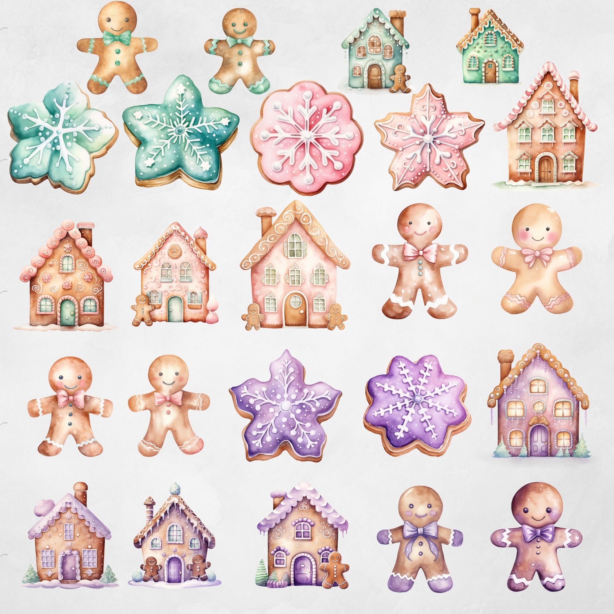 Pastel Gingerbread Clipart, Pastel Gingerbread House, Pastel Christmas ...