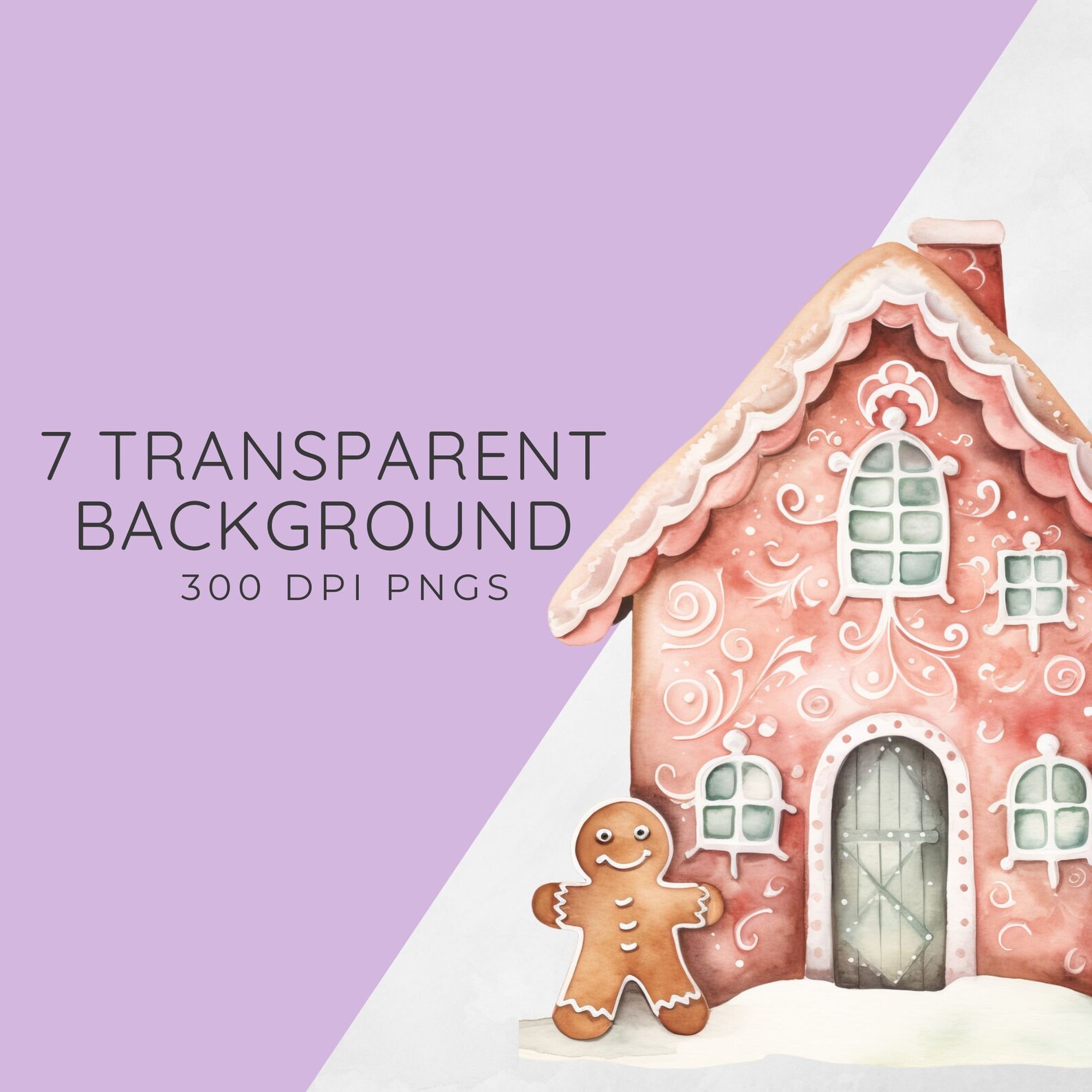 Pastel Gingerbread House, Pastel Gingerbread Clipart, Pastel Pink ...