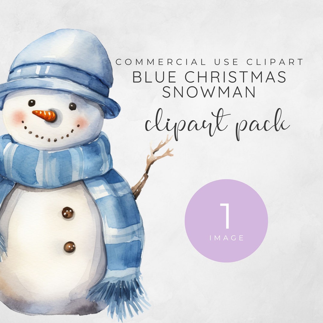 Snowmen Clipart, Blue Snowman PNG, Watercolour Snowman Clipart, Blue ...