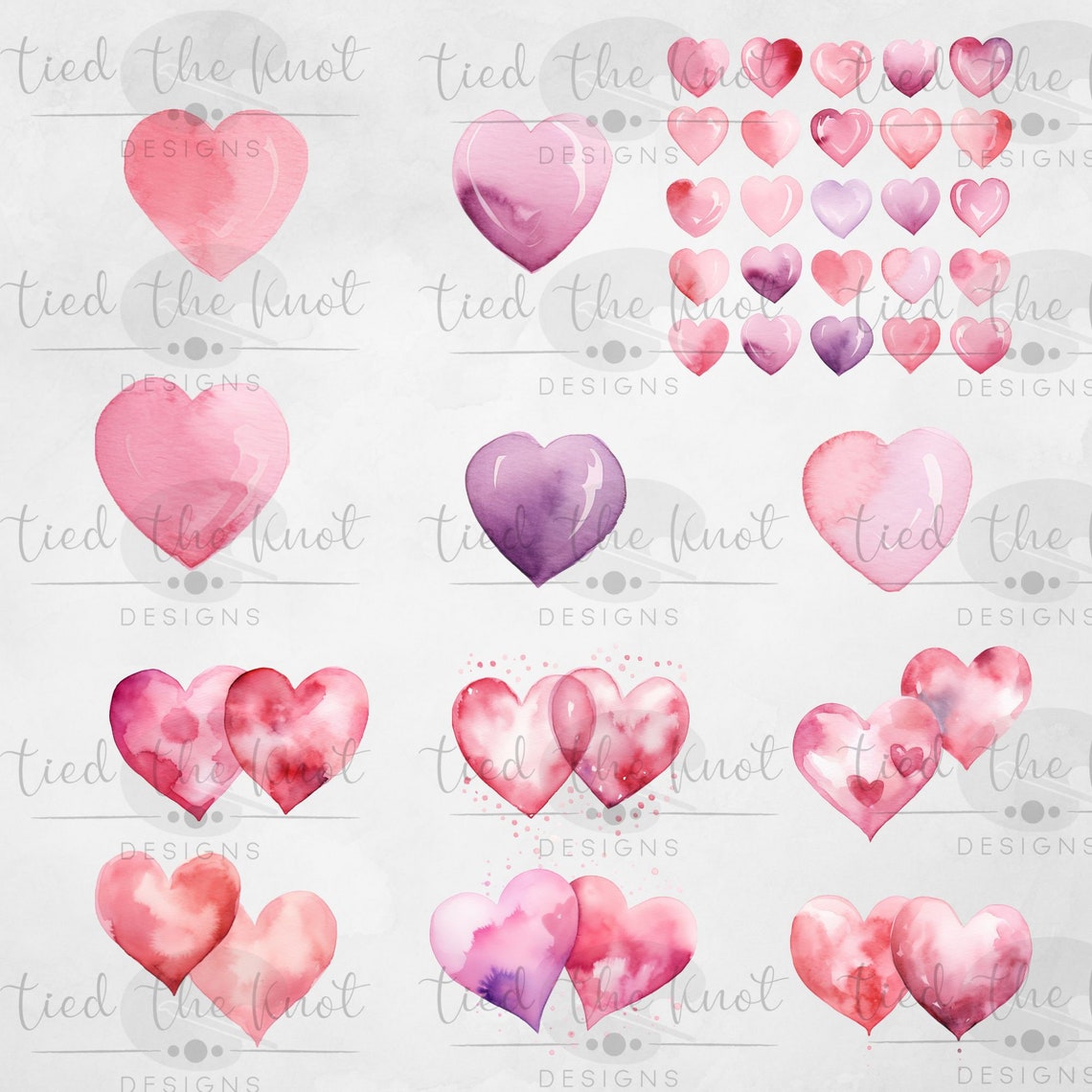 Valentines Heart Clipart, Love Heart Clipart, Watercolour Heart Clipart ...