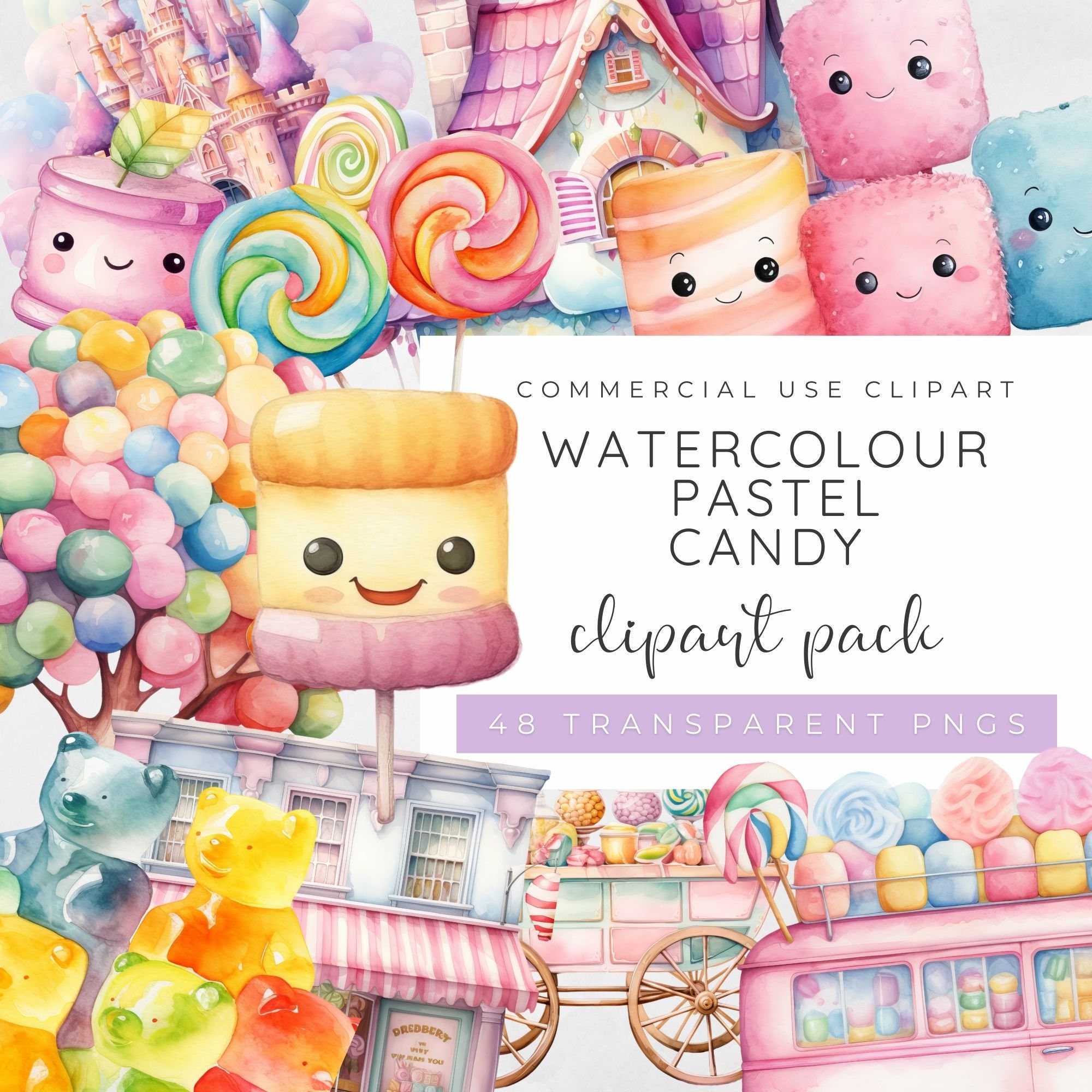 Candy Clipart PNG, Pastel Lollipop Clipart, Sweet Clipart, Candy Cart ...