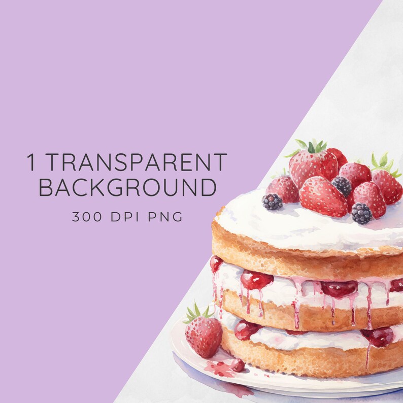 Victoria Sponge Cake Clipart, Watercolour British Dessert PNG ...