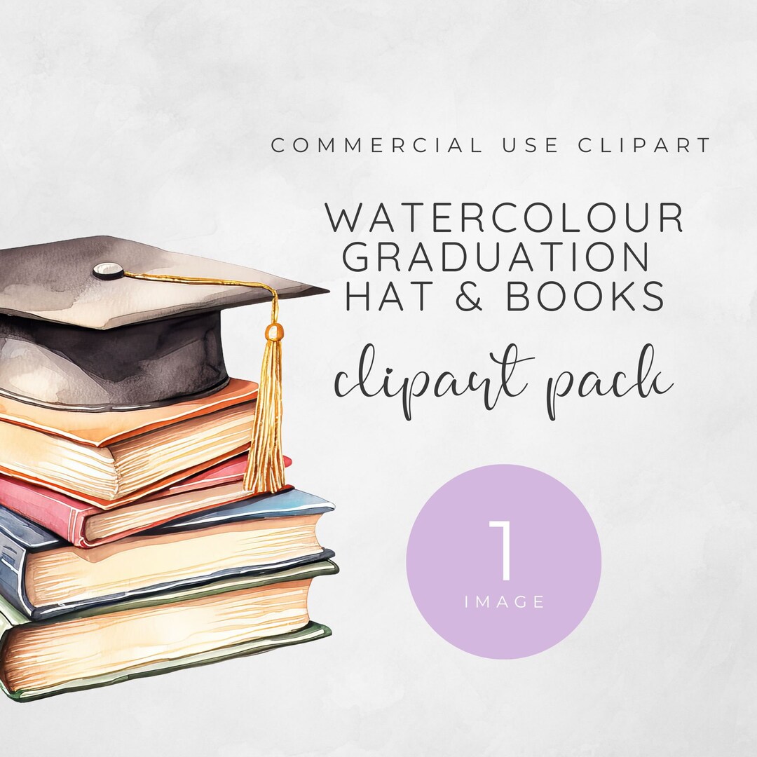 Graduation Stacked Books Clipart, Graduation Cap Clipart, Graduation ...