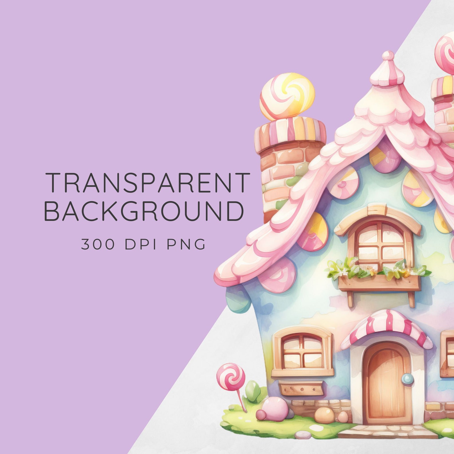Candy House, Pastel Lollipop Clipart, Sweet Clipart, Candy Cart Clipart ...