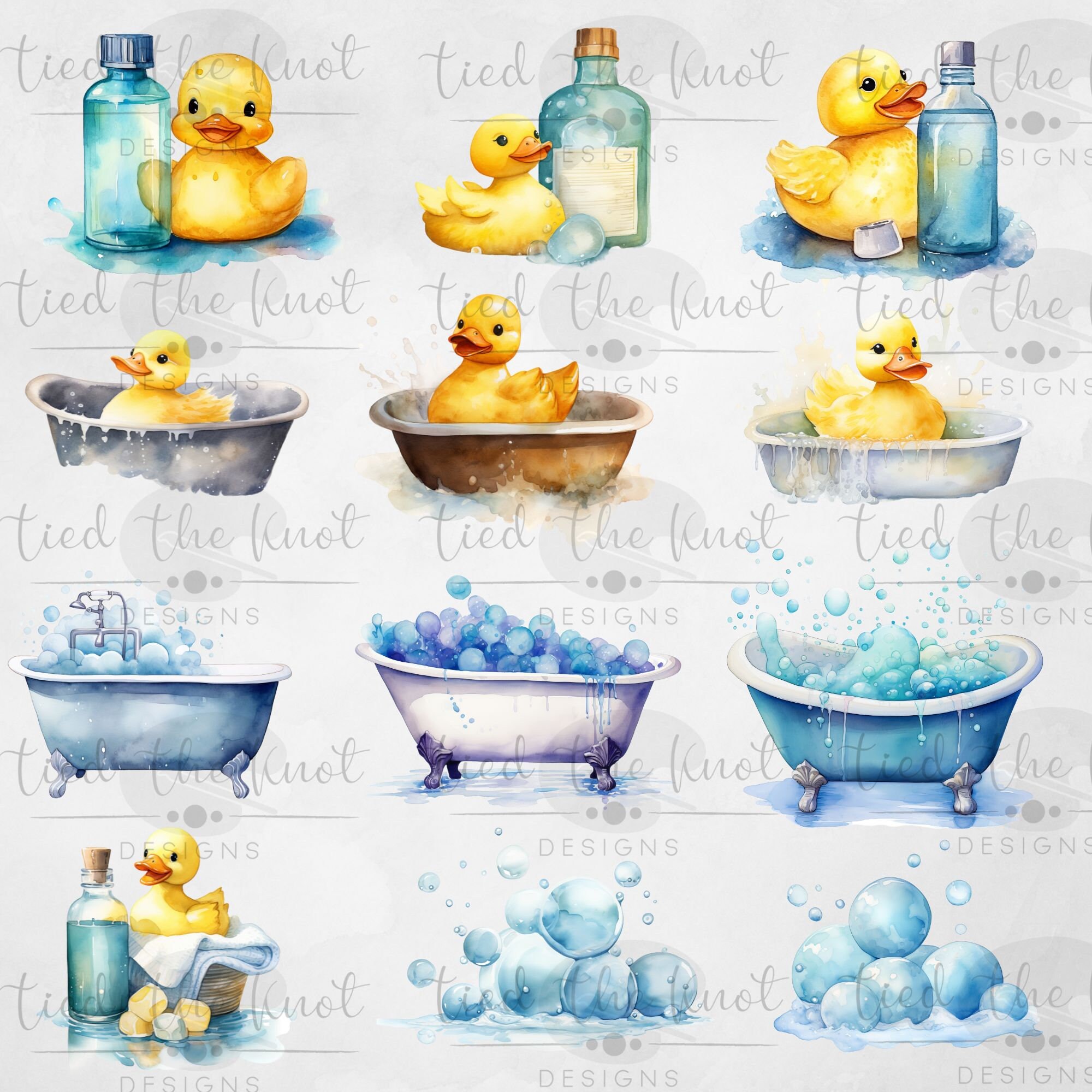 Rubber Duck Clipart, Bath Time Clipart, Bath Toys, Baby Shower Clipart ...