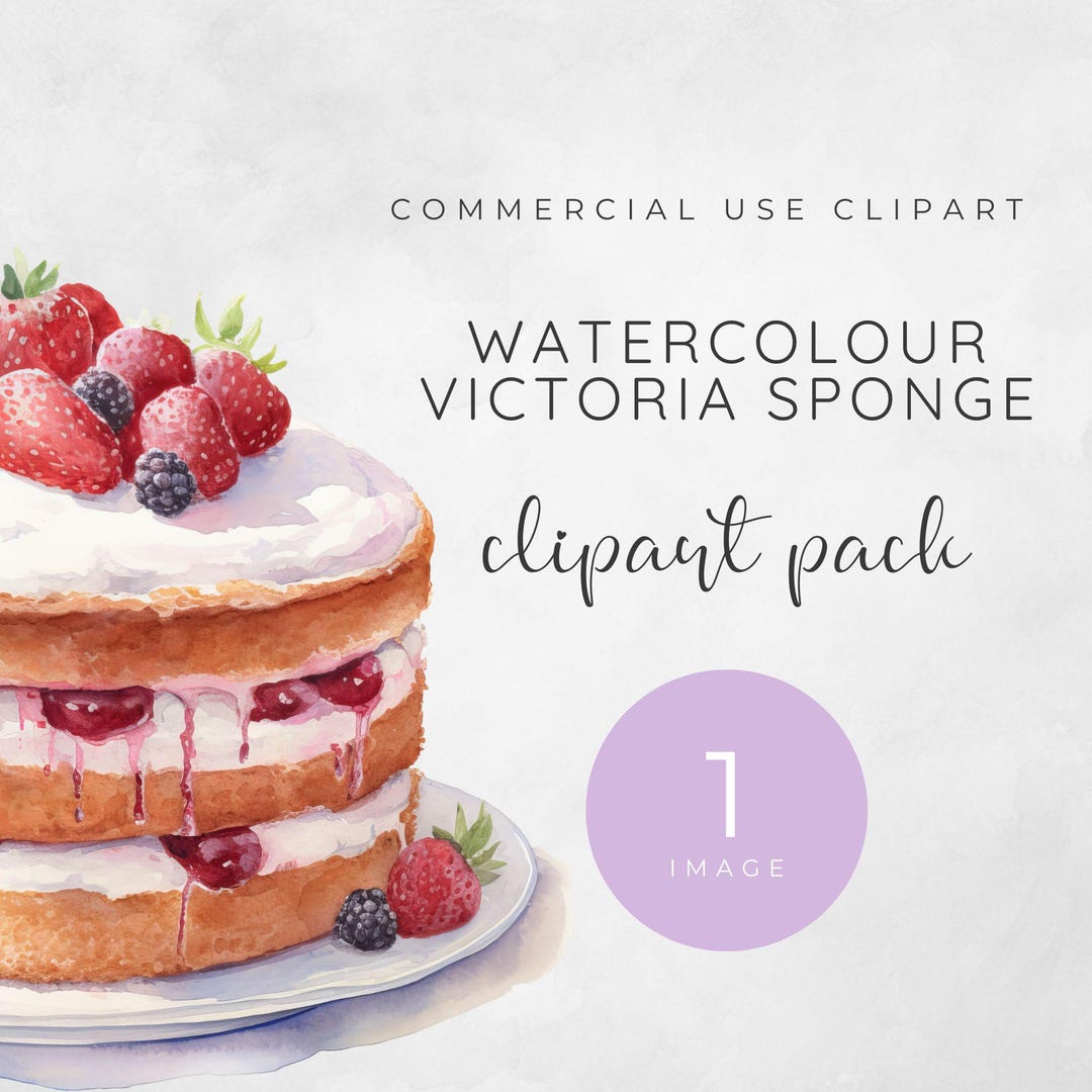 Victoria Sponge Cake Clipart, Watercolour British Dessert PNG ...