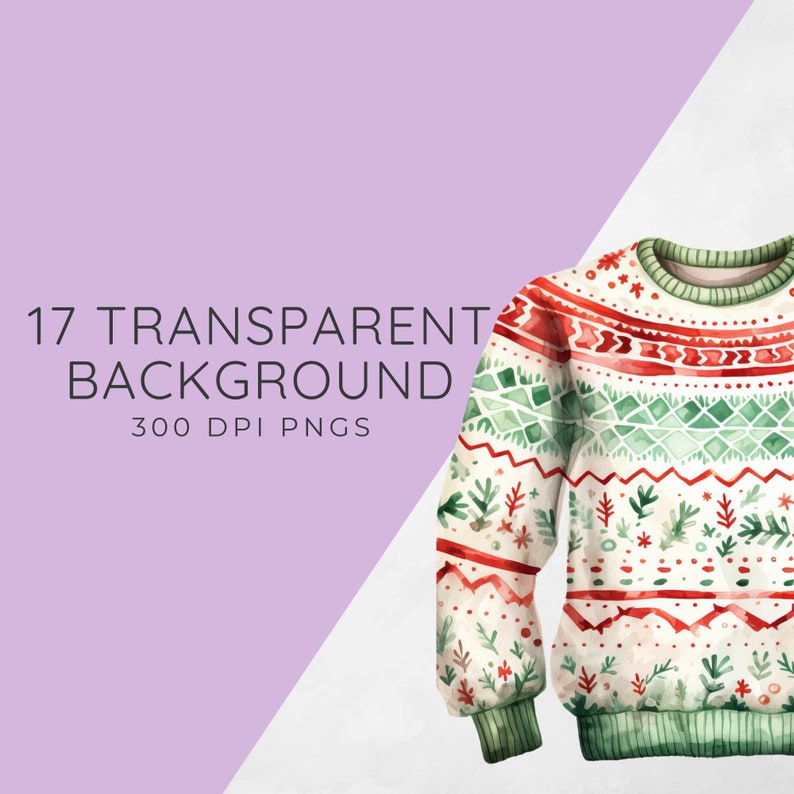 Ugly Christmas Jumper Clipart, Christmas Sweater Clipart, Traditional ...