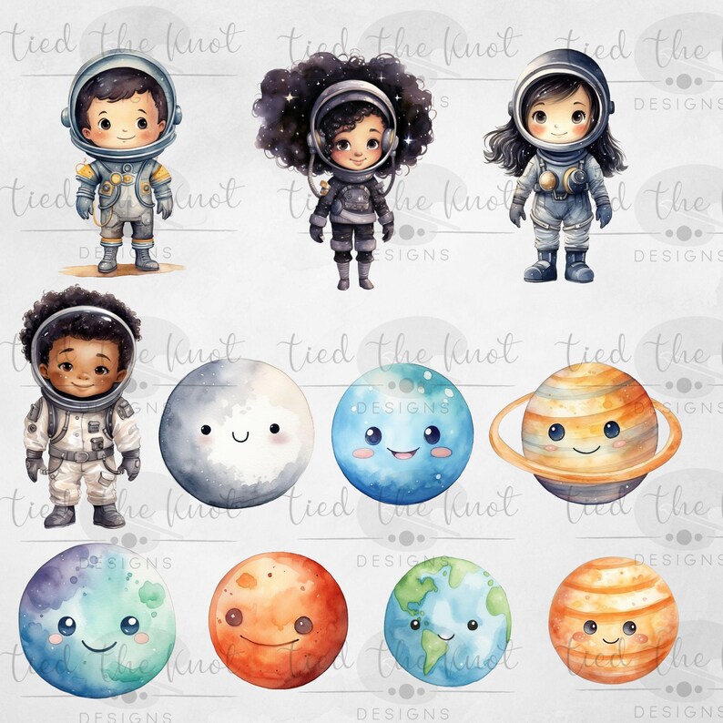 Solar System Clipart, Watercolour Space Pngs, Astronaut Kids, Cute ...