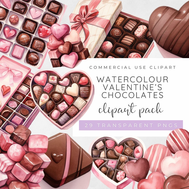 Box of Chocolate Clipart, Valentines Day Chocolate Clipart, Valentines ...