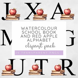 School Alphabet PNG, Red Apple Clipart, Black Alphabet, School Teacher ...