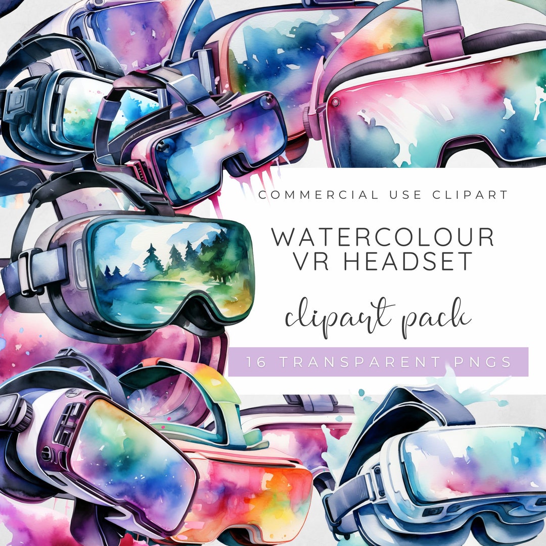 VR Headset Clipart, Gaming Clipart, Technology Clipart, Watercolour PNG ...