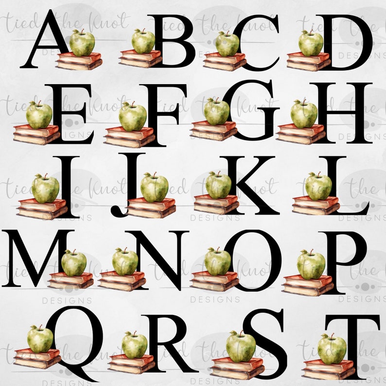 School Alphabet PNG, Green Apple Clipart, Black Alphabet, School ...