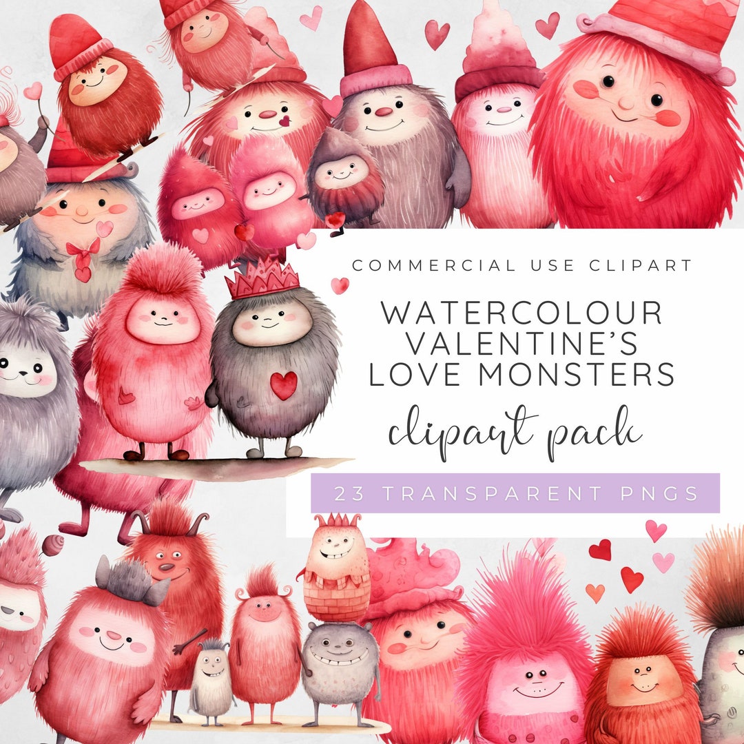 Love Monster Clipart, Valentines Monster Clipart, Spooky Valentines ...