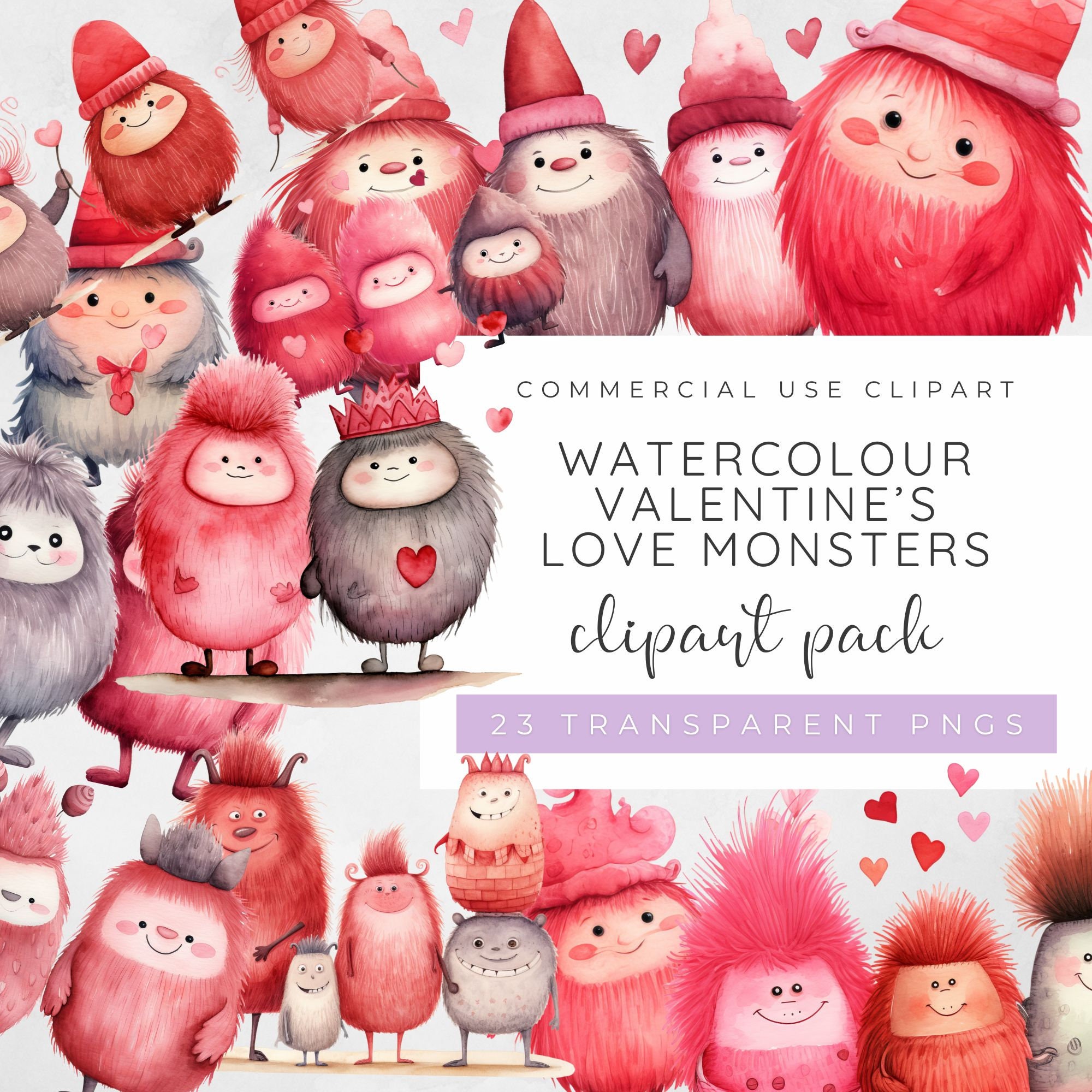 Love Monster Clipart, Valentines Monster Clipart, Spooky Valentines ...