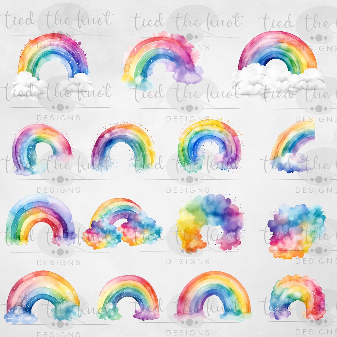 Rainbow Clipart, Rainbow Cloud PNG, Watercolour Rainbow and Cloud ...