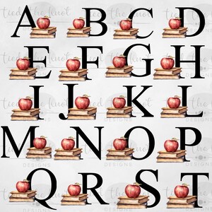 School Alphabet PNG, Red Apple Clipart, Black Alphabet, School Teacher ...