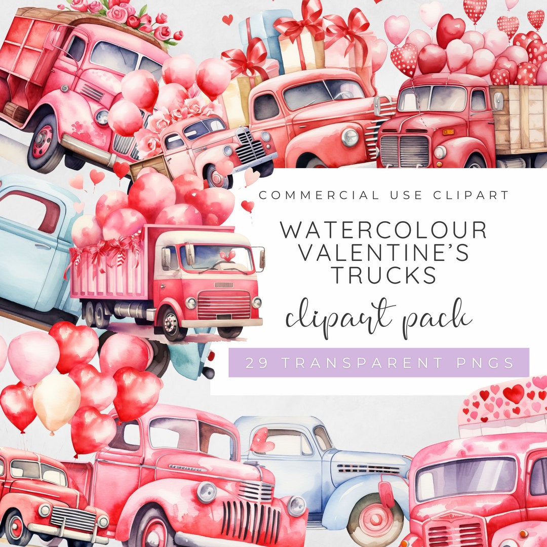 Valentines Truck Clipart, Love Truck, Vehicle Clipart, Valentines ...