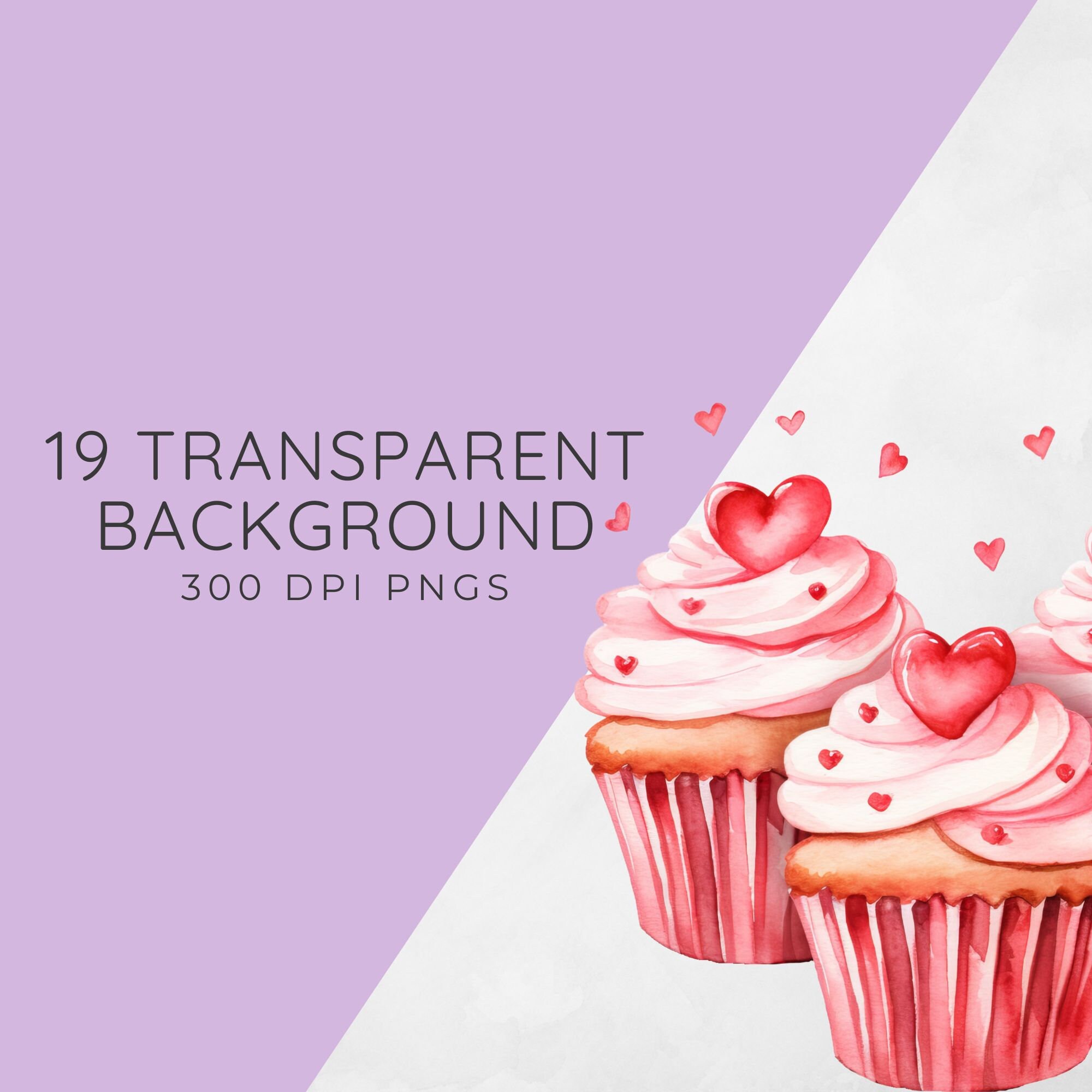 Valentines Day Cupcake Clipart, Valentines Birthday Clipart, Love Heart ...