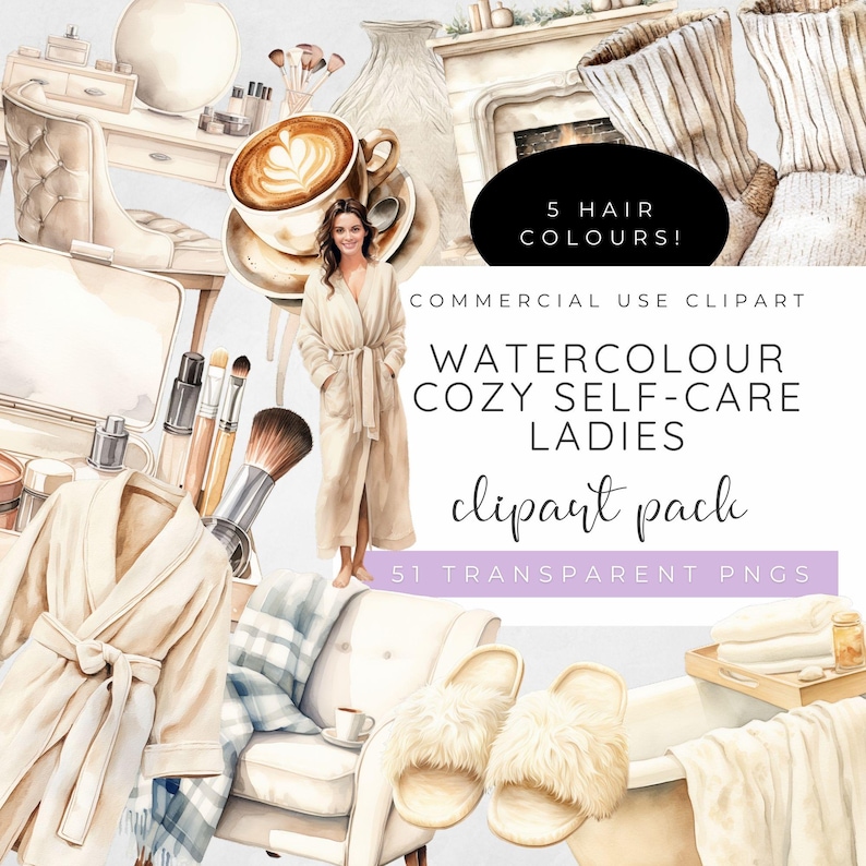 Self Care Clipart, Cozy Clipart, Cosmetic Clipart, Spa Day Clipart ...