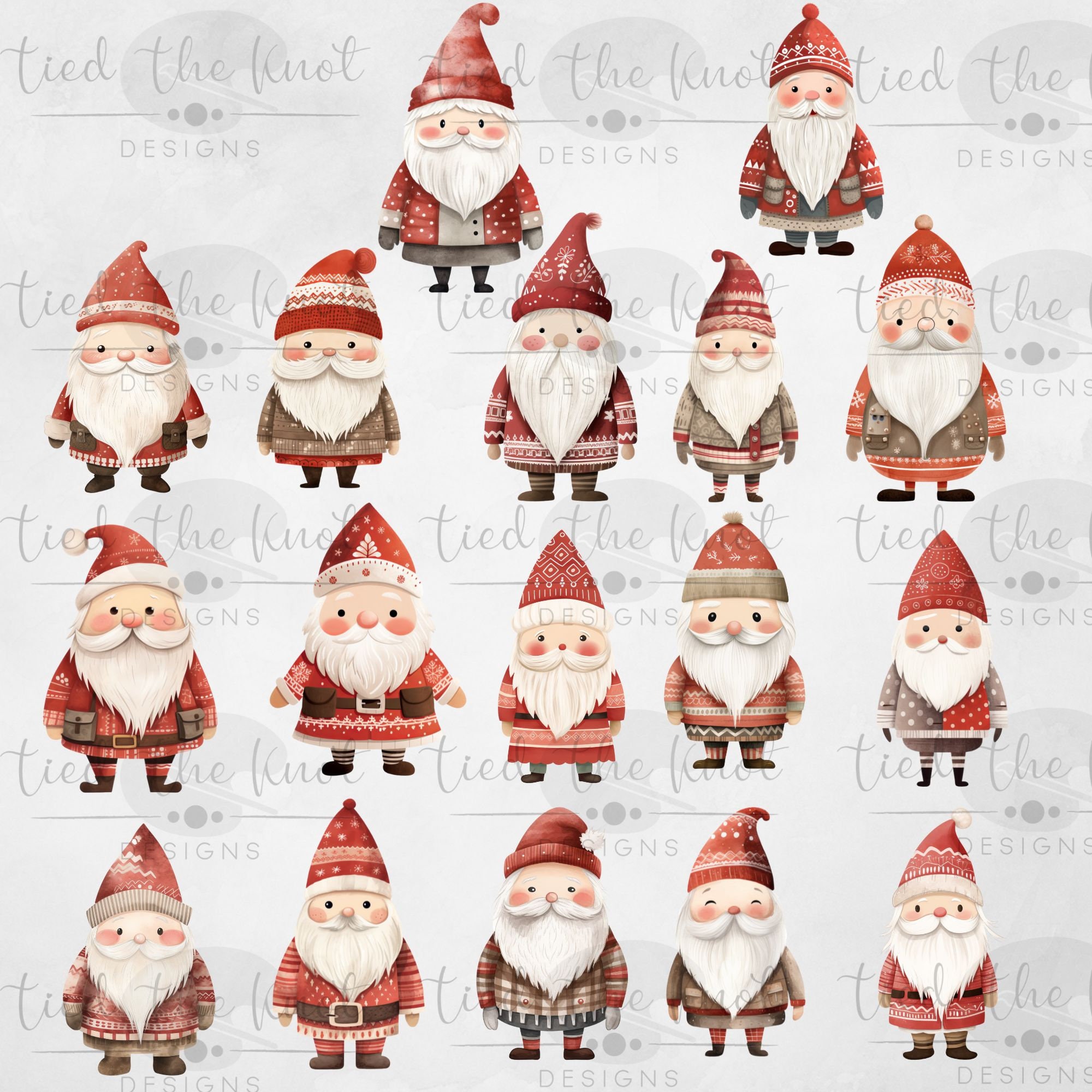 Scandinavian Santa Clipart, Folk Art Father Christmas, Red Christmas ...