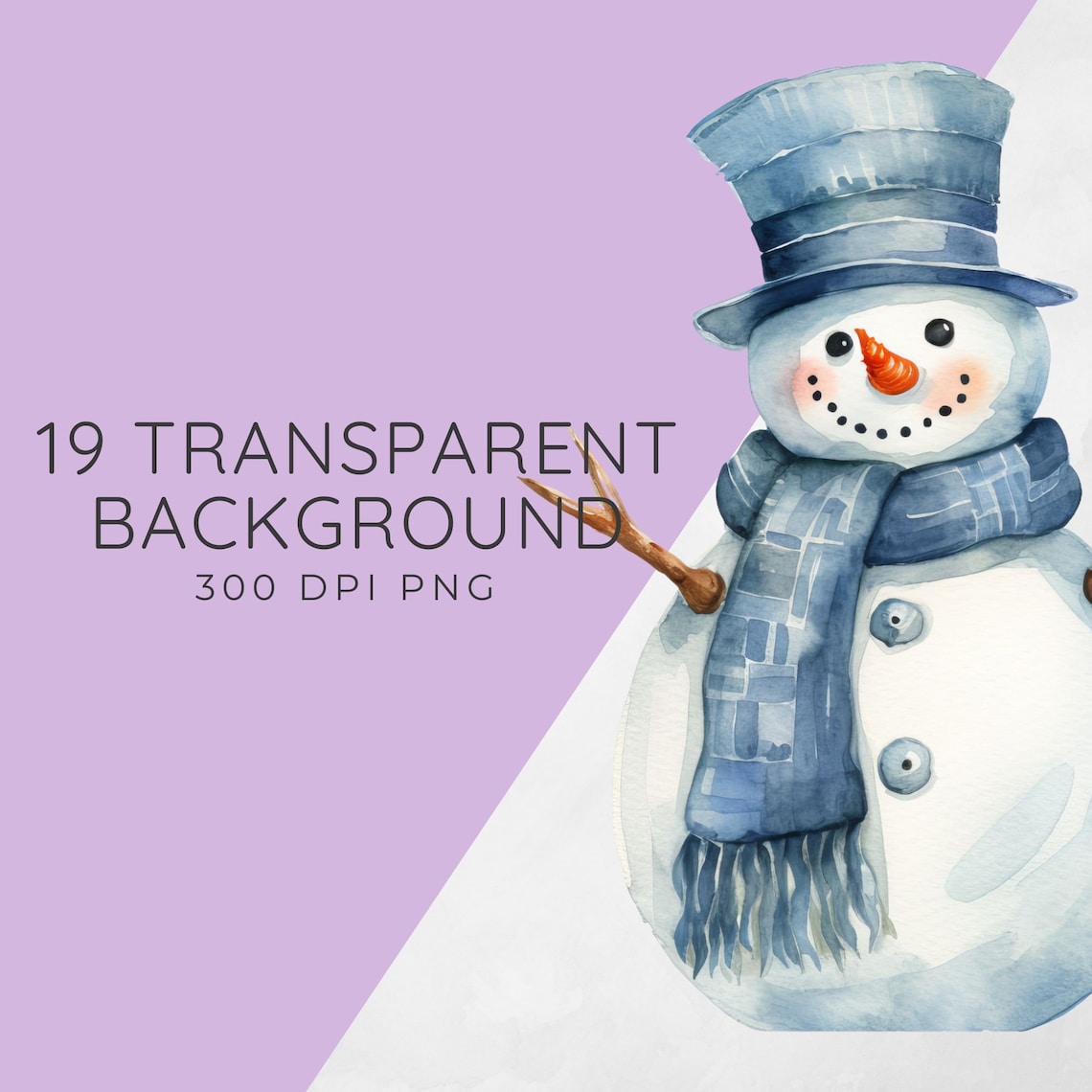 Snowmen Clipart, Blue Snowman PNG, Watercolour Snowman Clipart, Blue ...