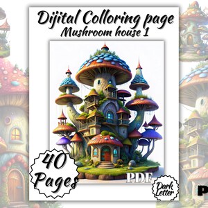 40 Enchanted Fairy Home Coloring Pages Adult and Kids Coloring Book ...