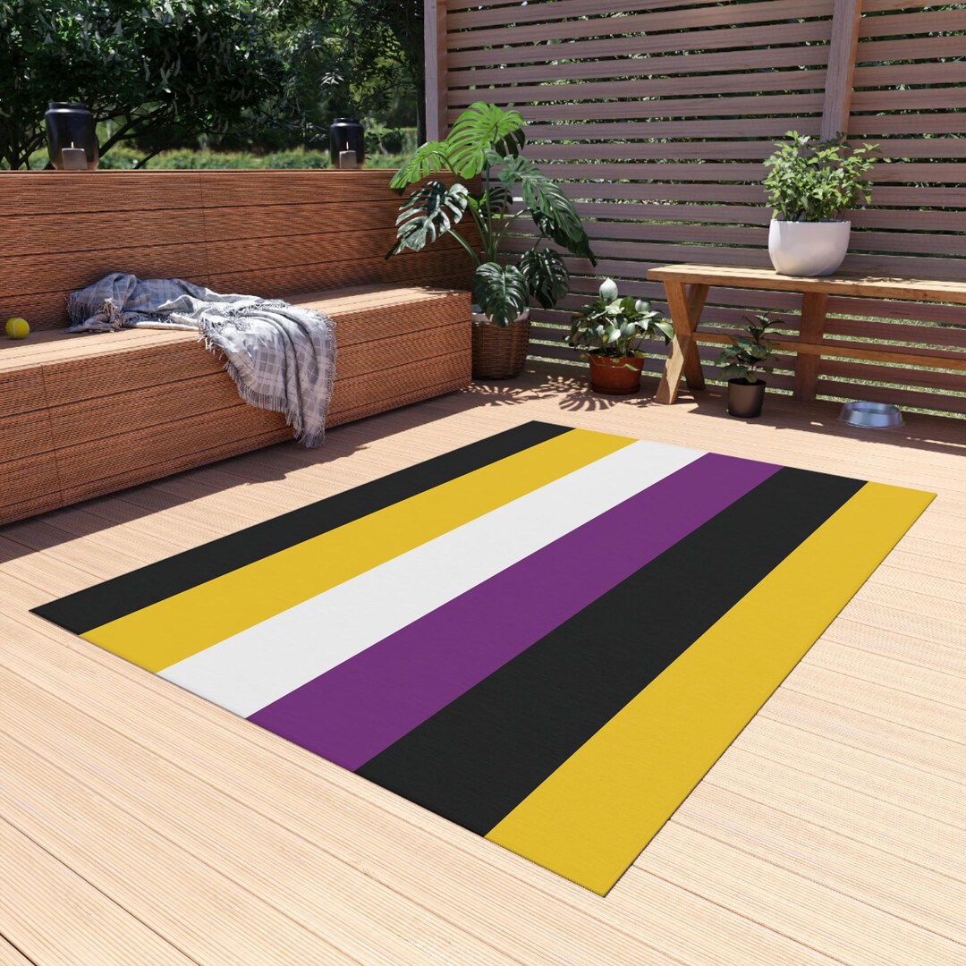 Outdoor Rug, Non-binary Pride Flag Rug, LGBT Pride Decor, Queer Home ...
