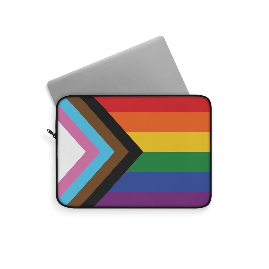 Progress Pride Flag Laptop Sleeve for LGBTQ+ Support, Gift Idea for ...
