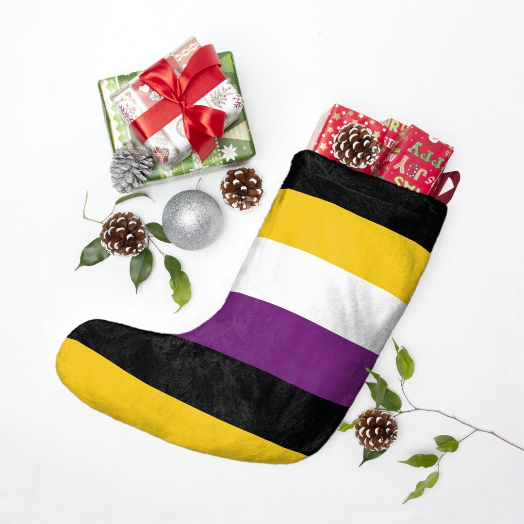 Stockings, Non-binary Pride Flag Design Christmas Decor, Holiday Gift ...