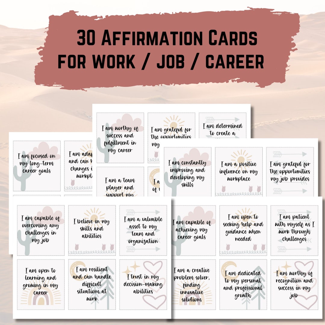 Boho Style Positive Affirmation Cards for Job Satisfaction | Printable ...