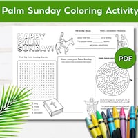 Palm Sunday Activity Placemat, Printable Palm Sunday Coloring Placemat ...