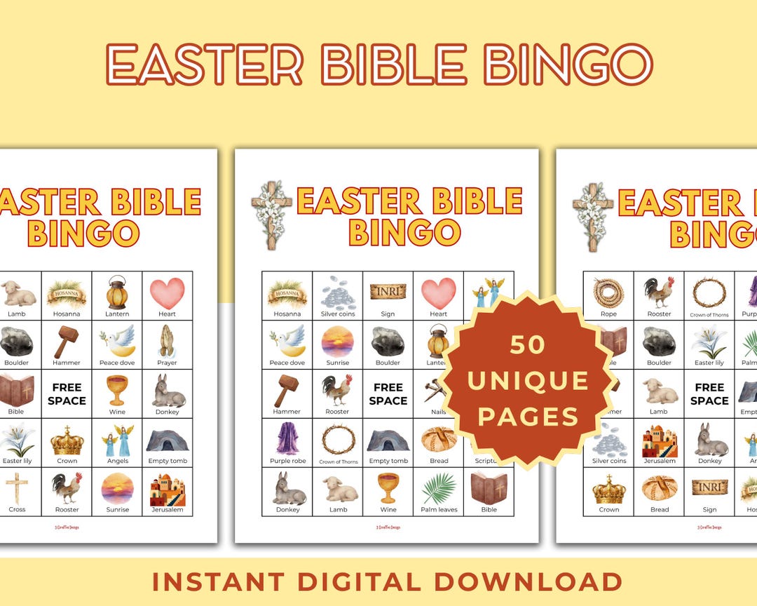 Easter Bible Bingo Printable, Christian Game for Church, Sunday School ...