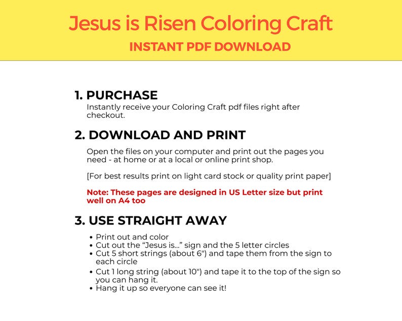 He is Risen Coloring Craft, Printable Easter Bible Activity, Sunday ...