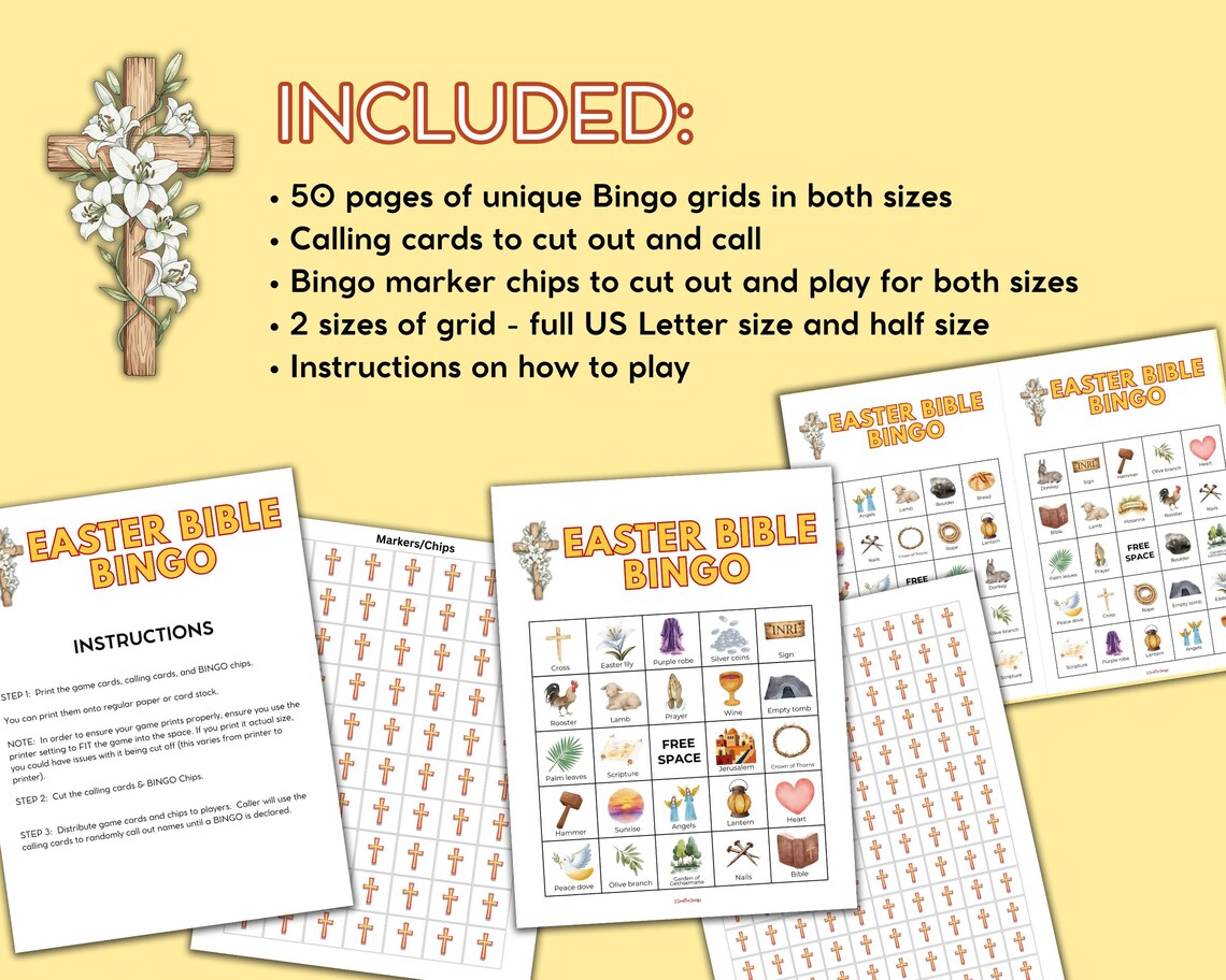 Easter Bible Bingo Printable, Christian Game for Church, Sunday School ...