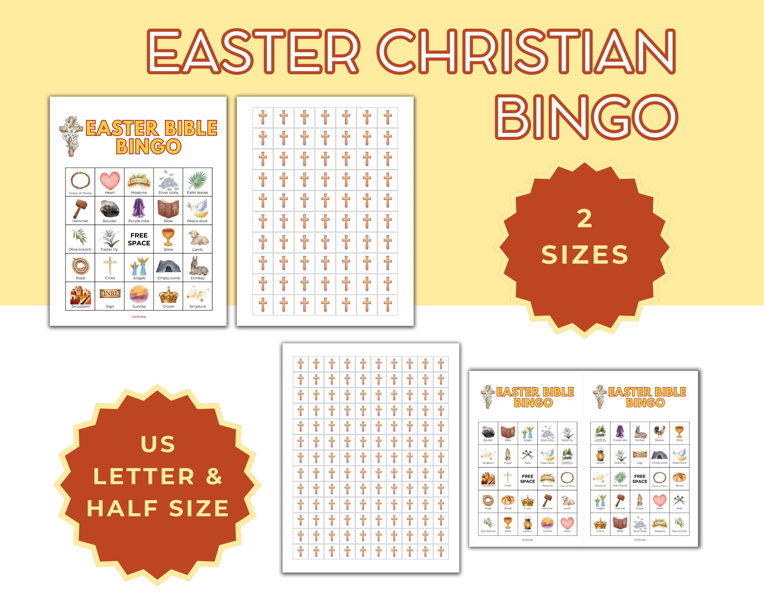 Easter Bible Bingo Printable, Christian Game for Church, Sunday School ...
